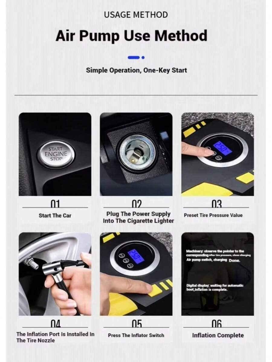 Portable Tire Inflator - Car Accessories, 150PSI 12V Car Cigarette ...