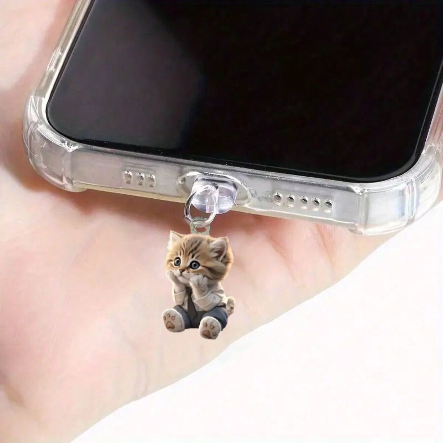 1pc Cute Cat Acrylic Phone Dust Plug - Suitable For Type-C/Interface ...