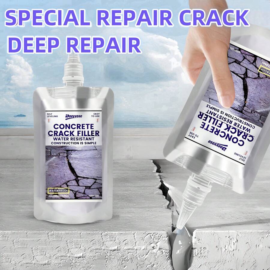 Doeyvose Concrete Crack Filler, Waterproof Board Concrete Repair Sealant, Weather-Resistant ...