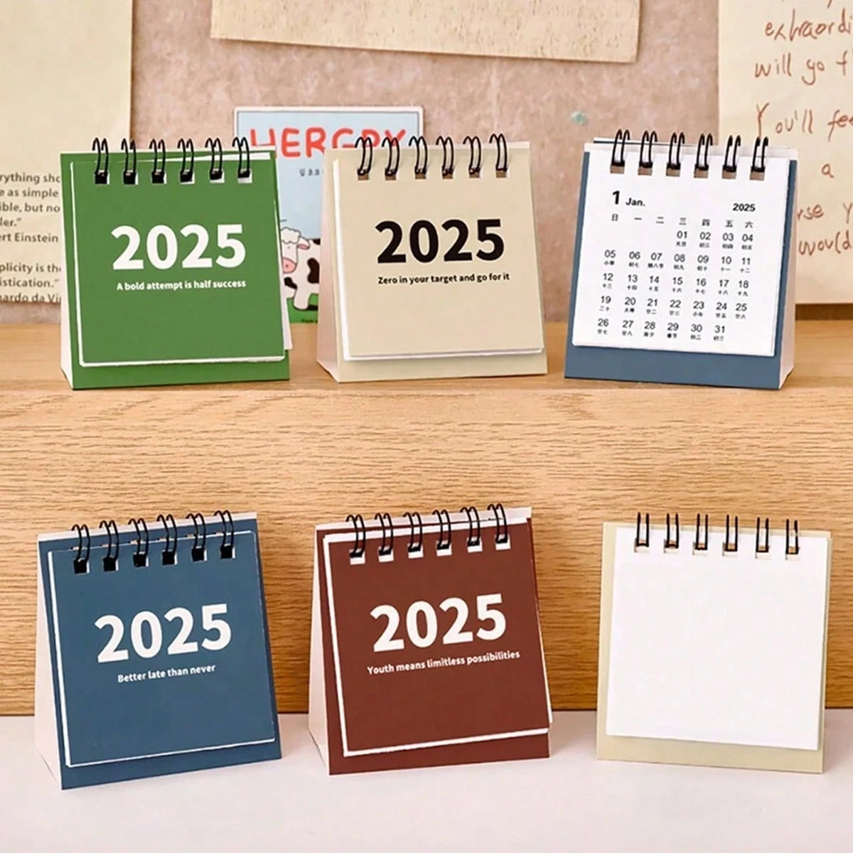 Desktop Calendars 2025 Mini Portable Calendar Desktop Ornament Check-In ...