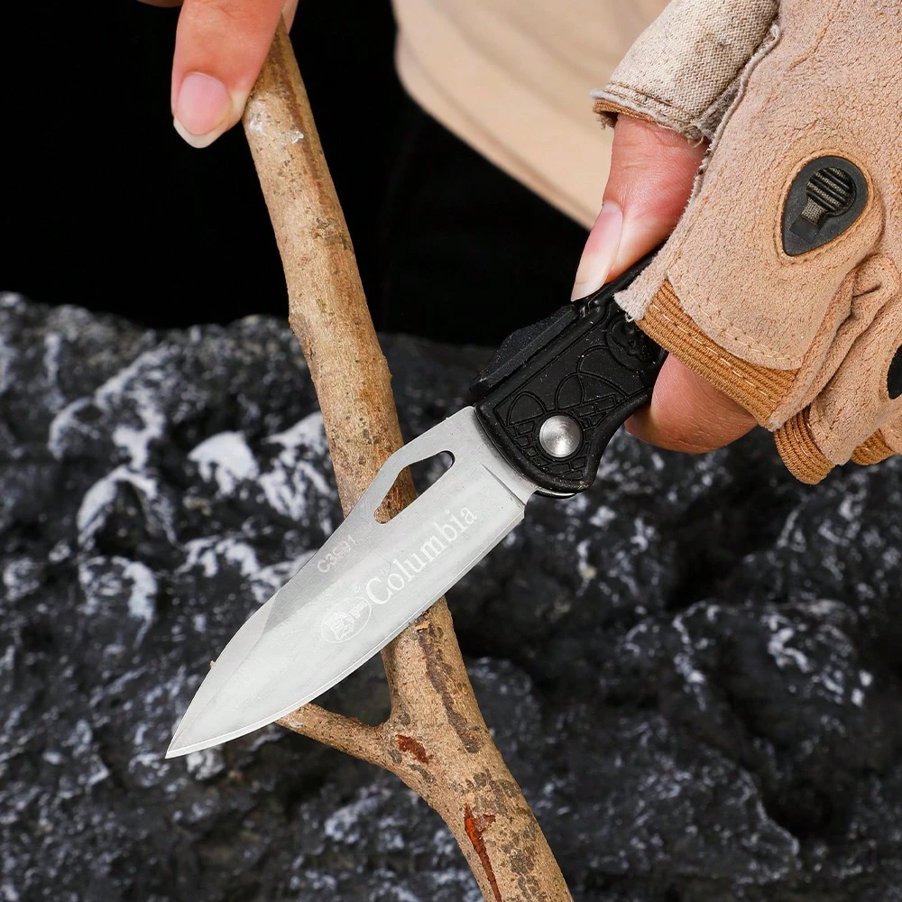 Skull Head Pattern EDC Folding Knife With Black Aluminum Handle Glass ...