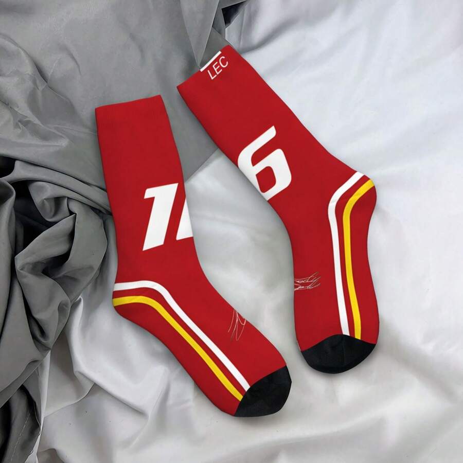 1 Pair Charles Leclerc Ferrari Formula 1 2024 Race Suit Sock For Men ...