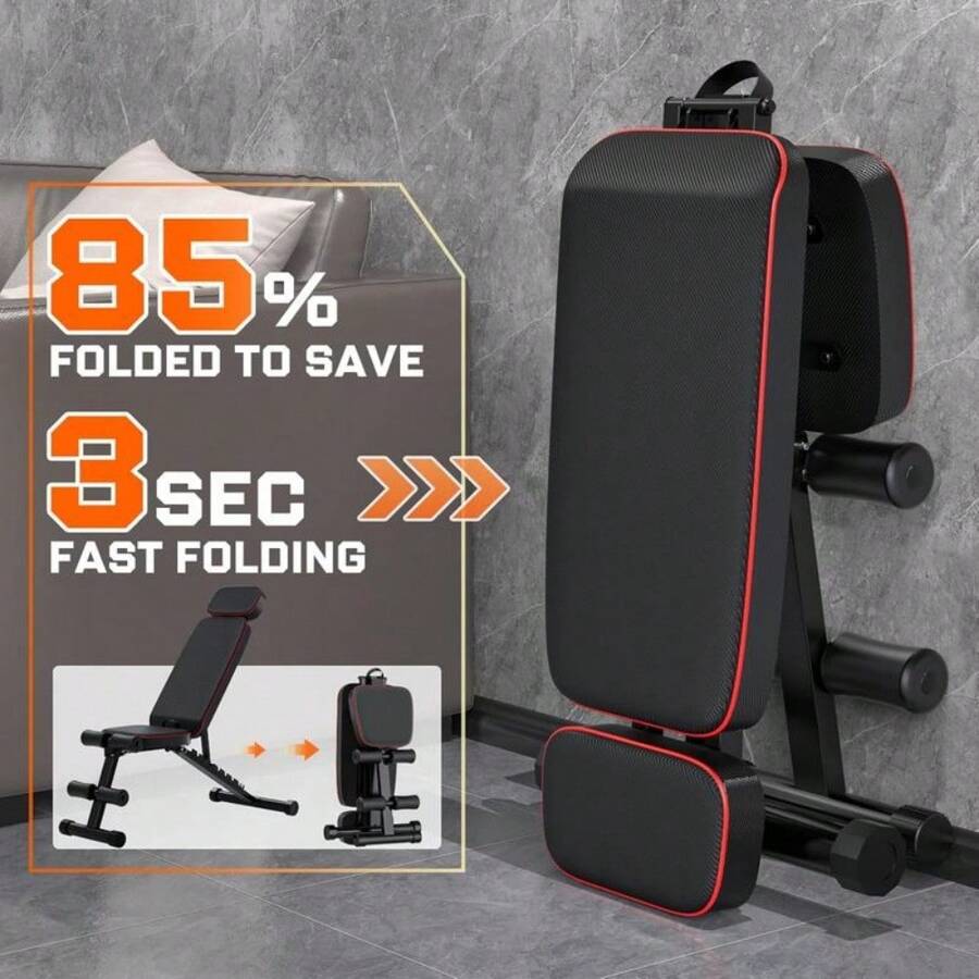 Foldable Weight Bench, 800lbs Weight Capacity Adjustable Workout Bench Incline Decline Bench ...