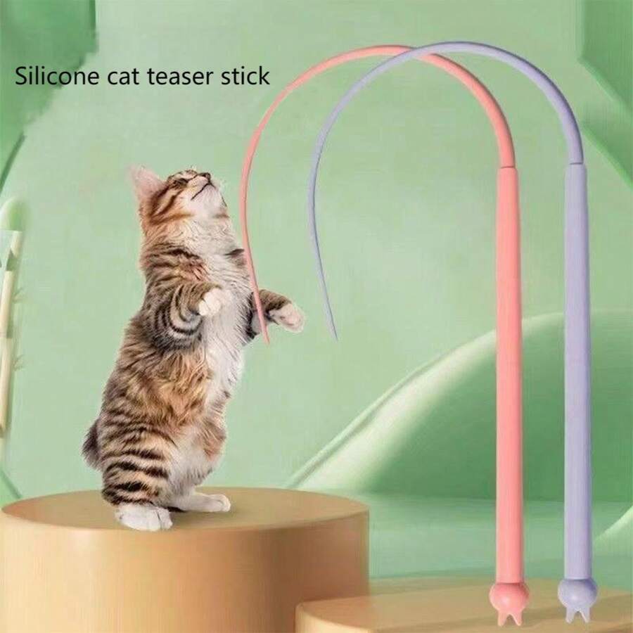 Silicone Cat Teasing Stick Mouse Tail Silicone Cat Teasing Stick Cat ...