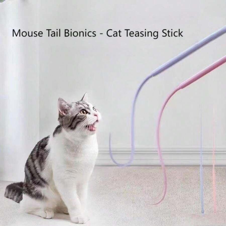 Silicone Cat Teasing Stick Mouse Tail Silicone Cat Teasing Stick Cat ...