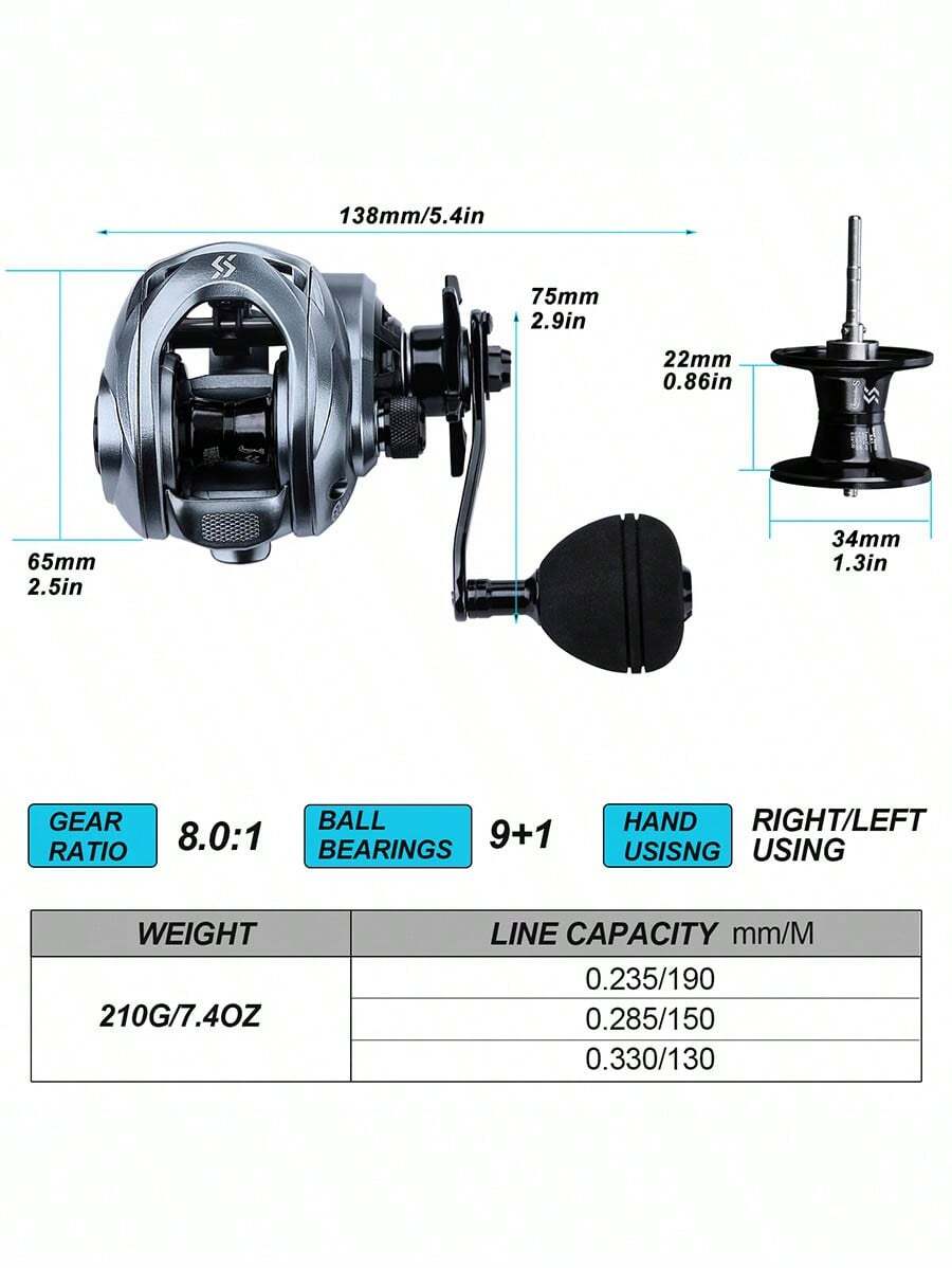 SOUGAYILANG Baitcasting Single Rocker Arm Fishing Reel: Variable Speed ...