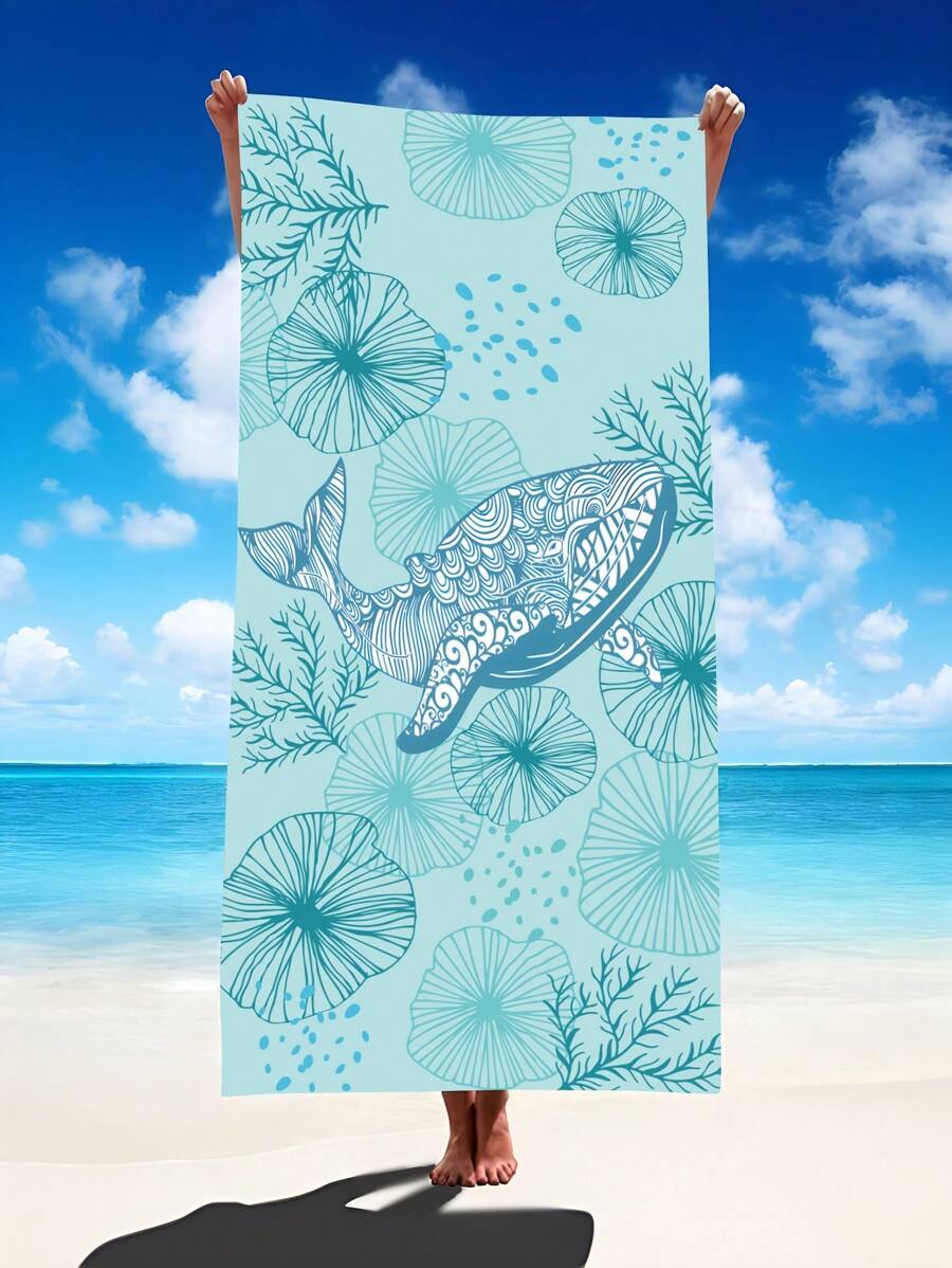 1pc Dolphin & Seaweed Beach Towel, Super Soft Microfiber Extra Large ...