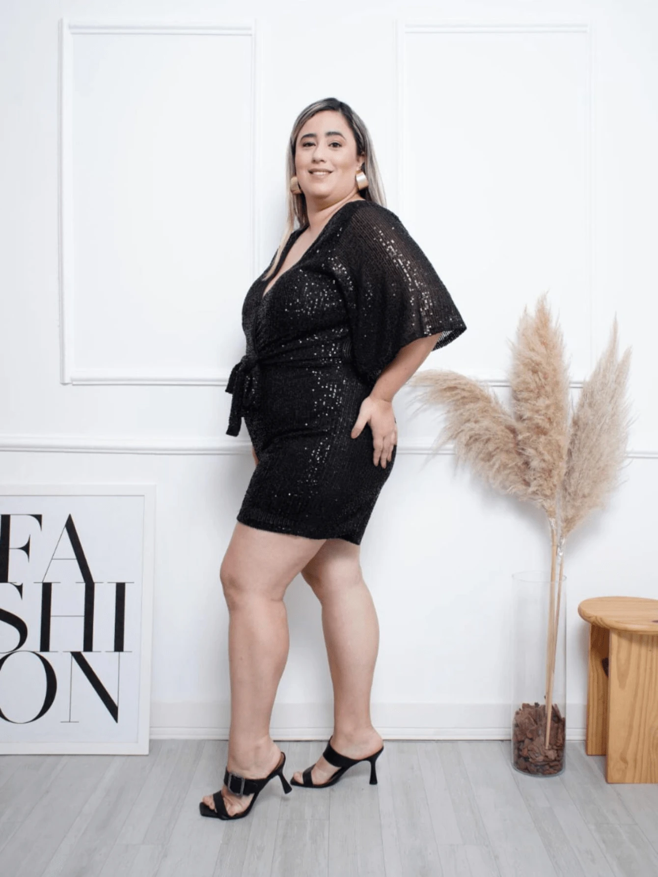 Plus Size Sequin Jumpsuit, Flare Sleeves And V-Neck, Party Fashion ...