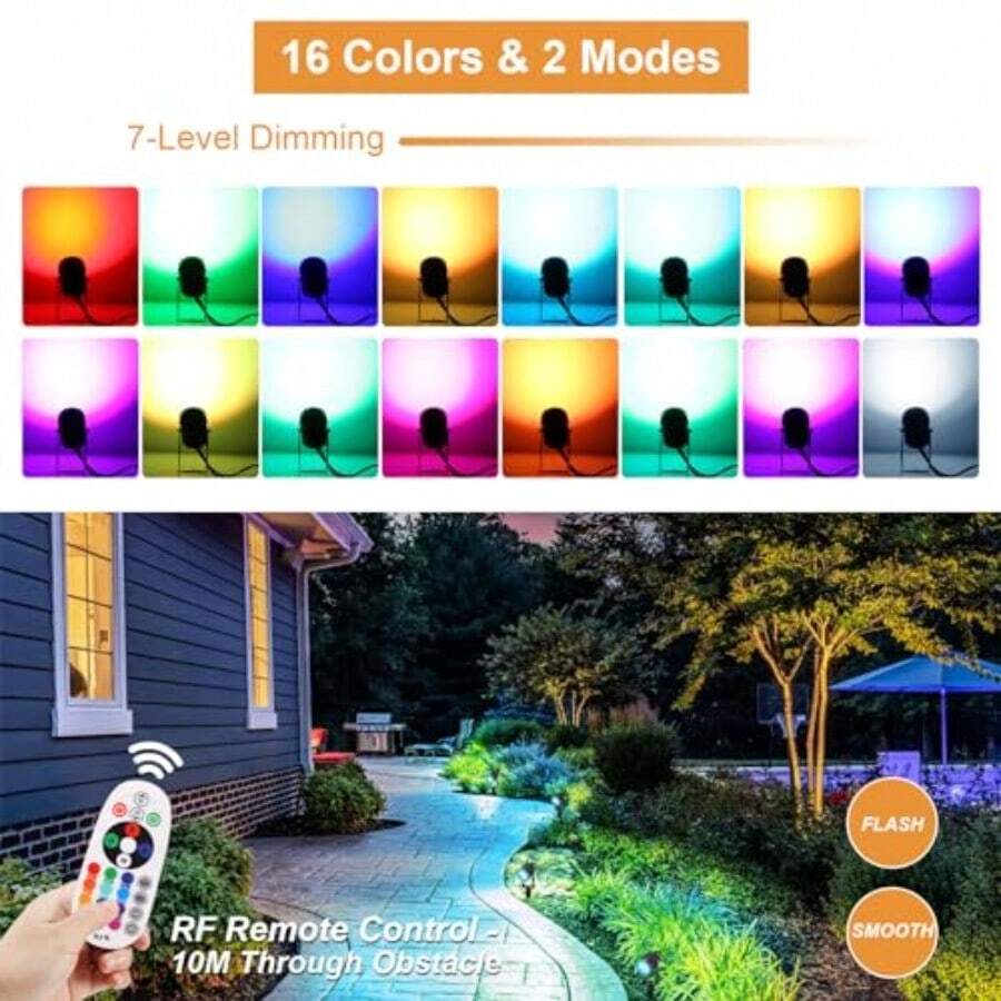 21m Extendable 8 Garden Lights Mains Powered Premium Spotlights Outdoor ...