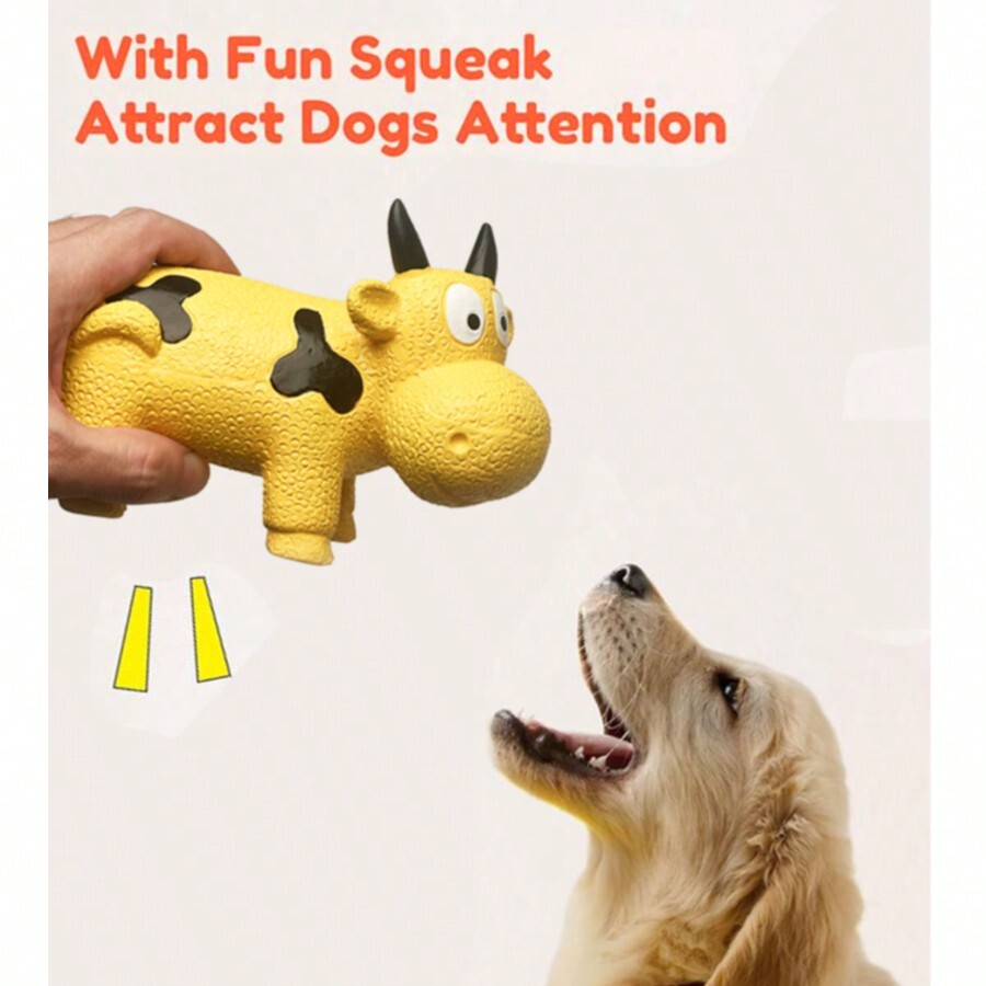 Squeaky Cartoon Mini Cow Toy, Natural Latex, & Safe, Designed For Cats ...