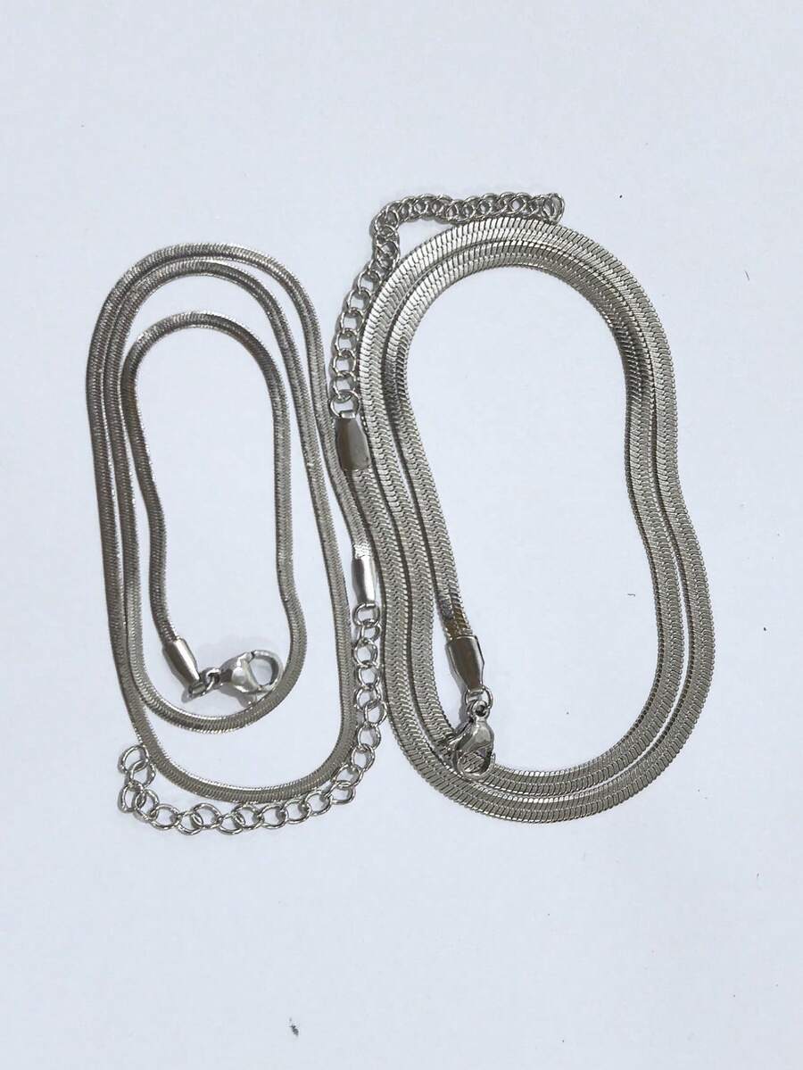 Stainless Steel Snake Bone Chain Simple INS Chain Collarbone Chain ...