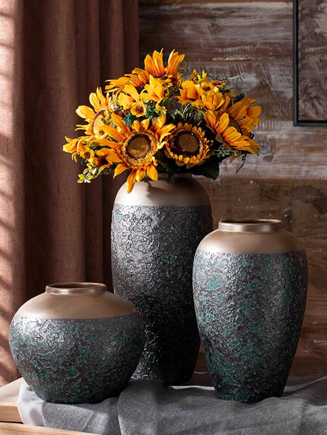 1pc Ceramic Country Style Flower Vase, Farmhouse Tall Vase, Suitable ...