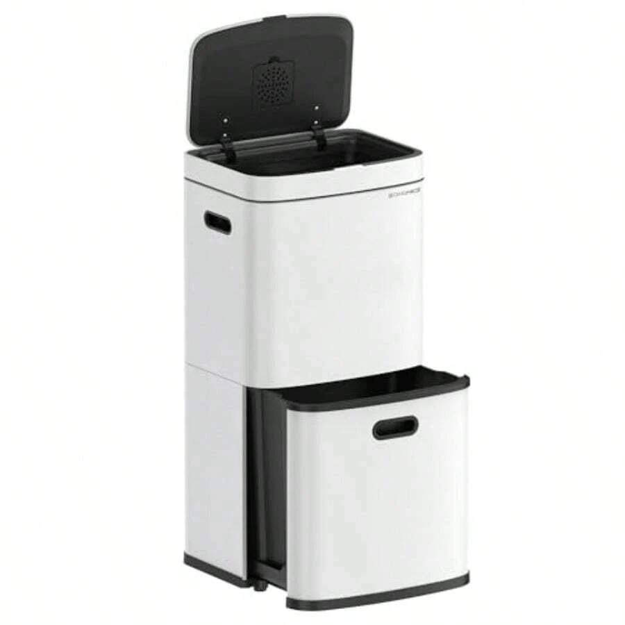 SONGMICS Bin 3-Compartment Rubbish Bin 2 X 10L And 30L Steel Space ...
