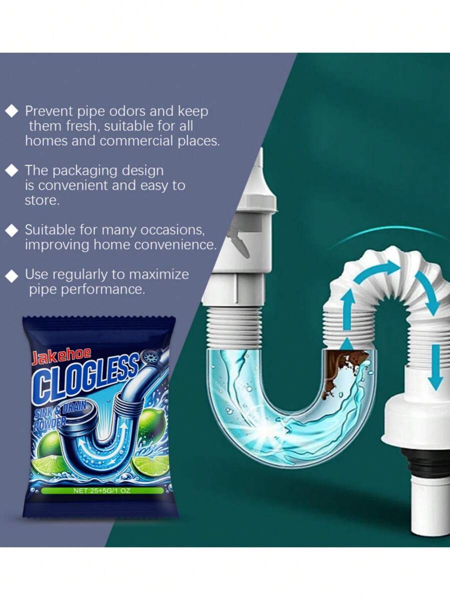 Pipe Drain Cleaner Powder For Bathroom And Kitchen, Unclogs Drains ...