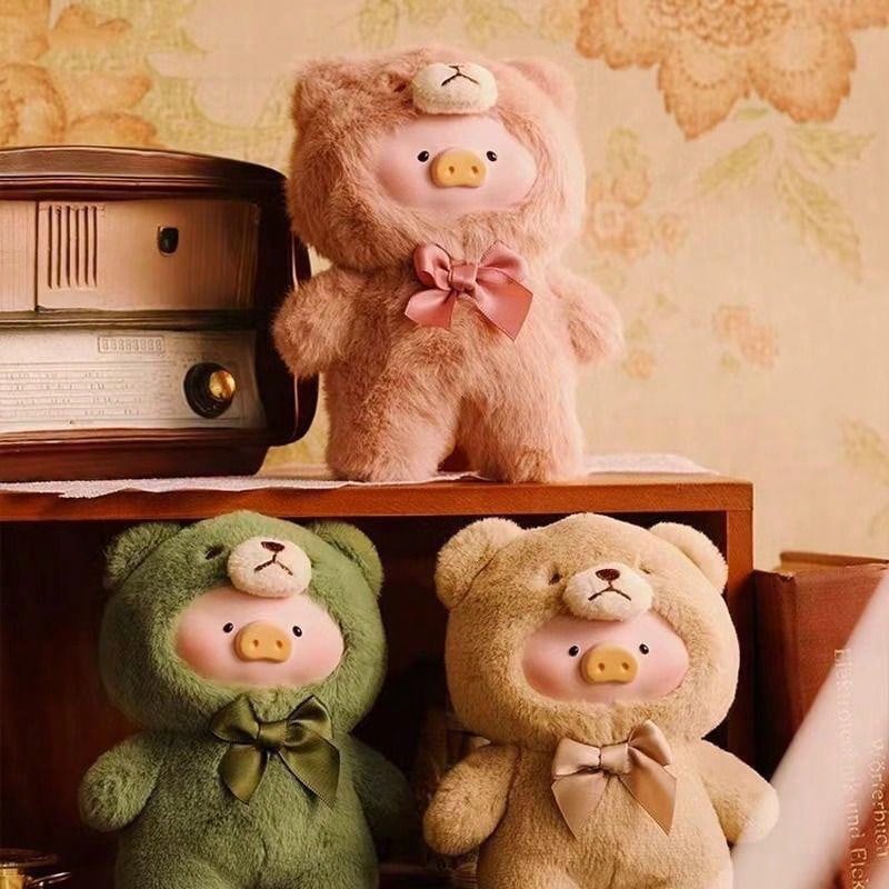 Vintage Pig Lulu Pig Teddy Bear Resin Blind Box Figurine, Retro Pig ...