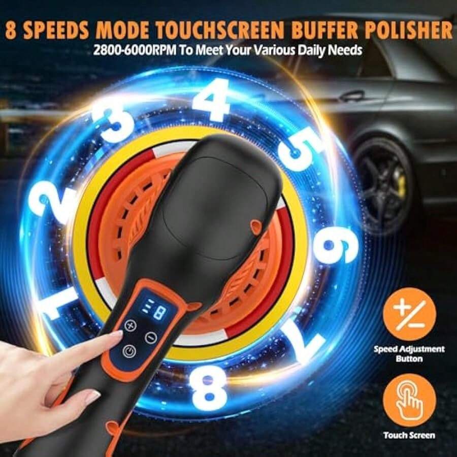 Cordless Car Buffer Polisher Polishing Kit 21V 4.0Ah Batteries Orbital Eccentric Buffers ...