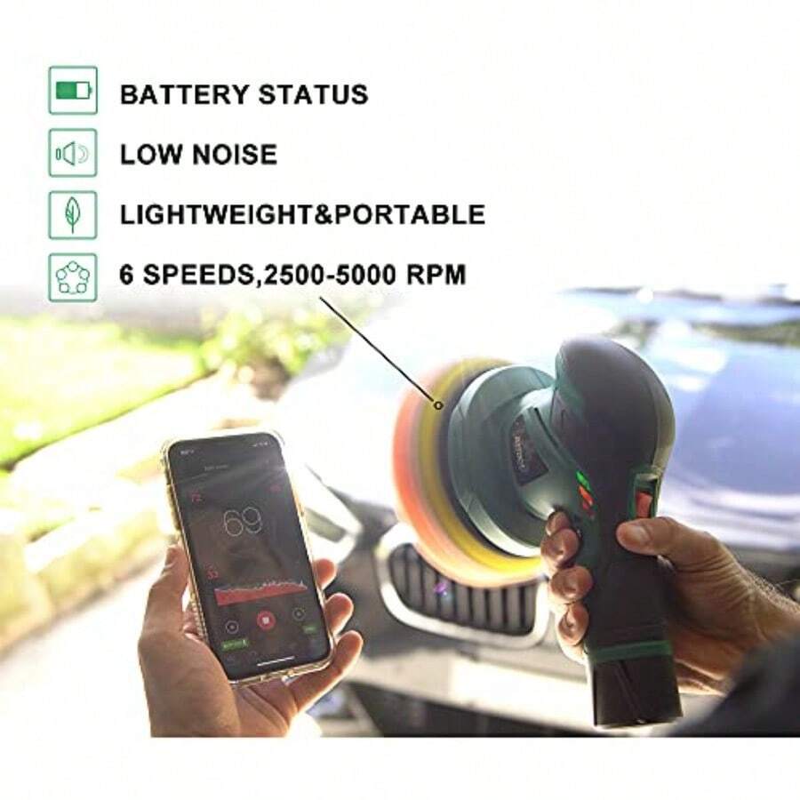 Cordless Car Buffer Polisher 12V Lithium Rechargeable Battery Brushless ...