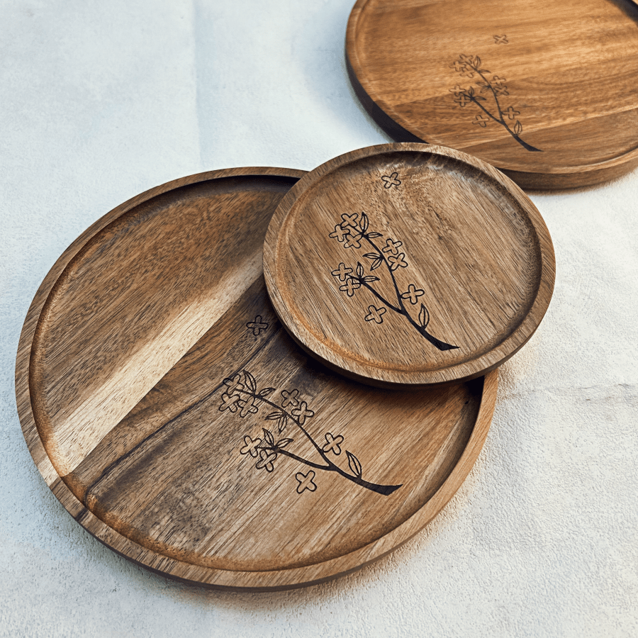 1pc Leaf Pattern Wooden Tray, Used For Holding Food, Snacks, Drinks ...