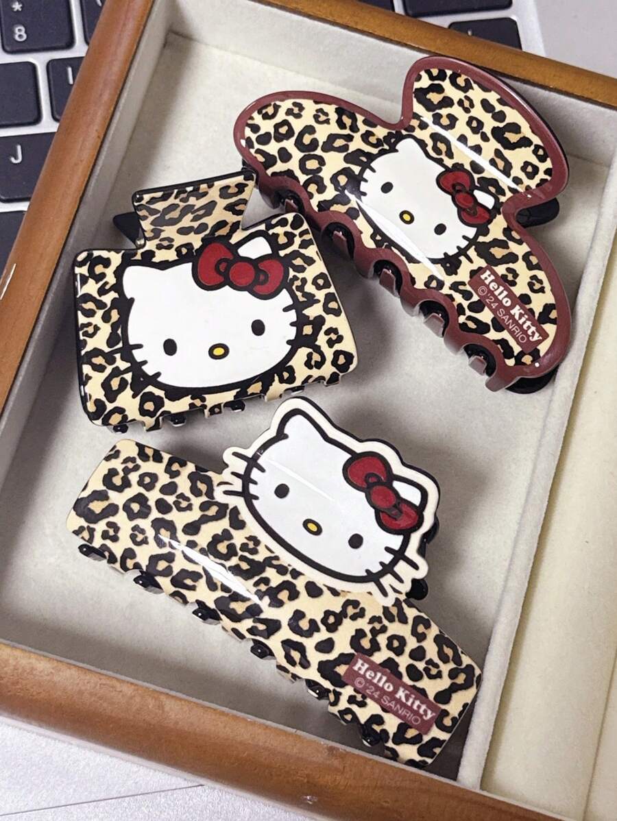 Sanrio 1pc New Leopard Print Hello Kitty Hair Claws Acrylic Cartoon ...