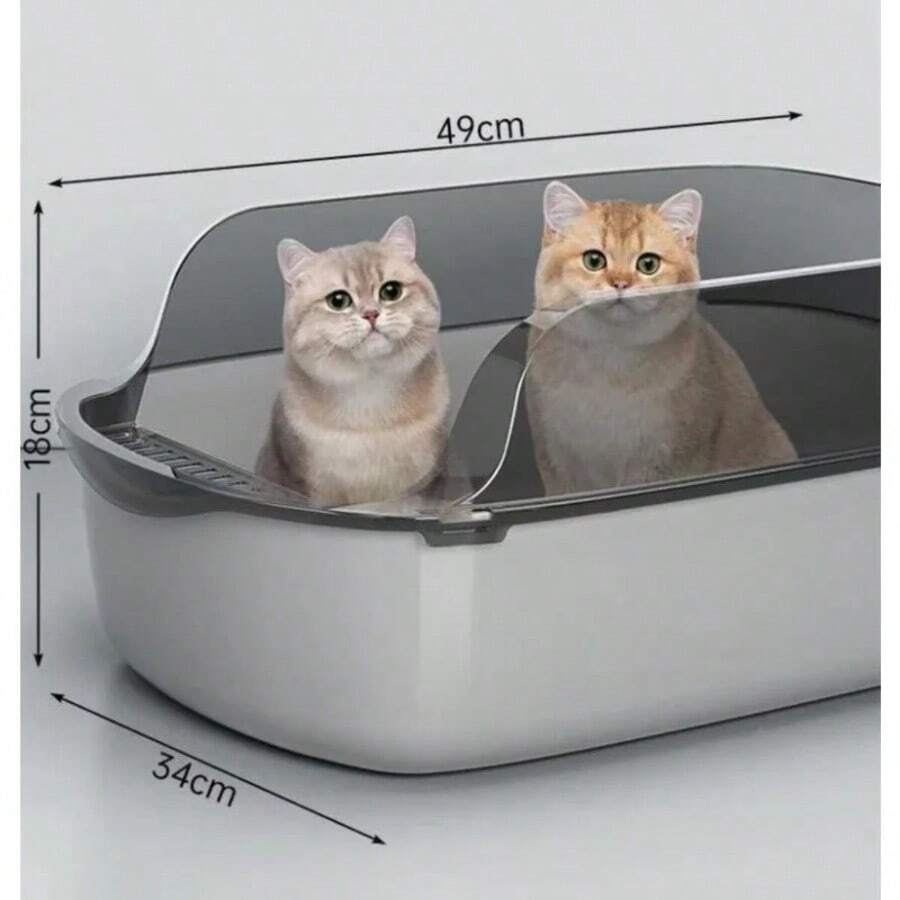 Open Cat Litter Box Thickening Kitty Sandbox Semi-Enclosed High Side Splashproof Pet Bedpans ...