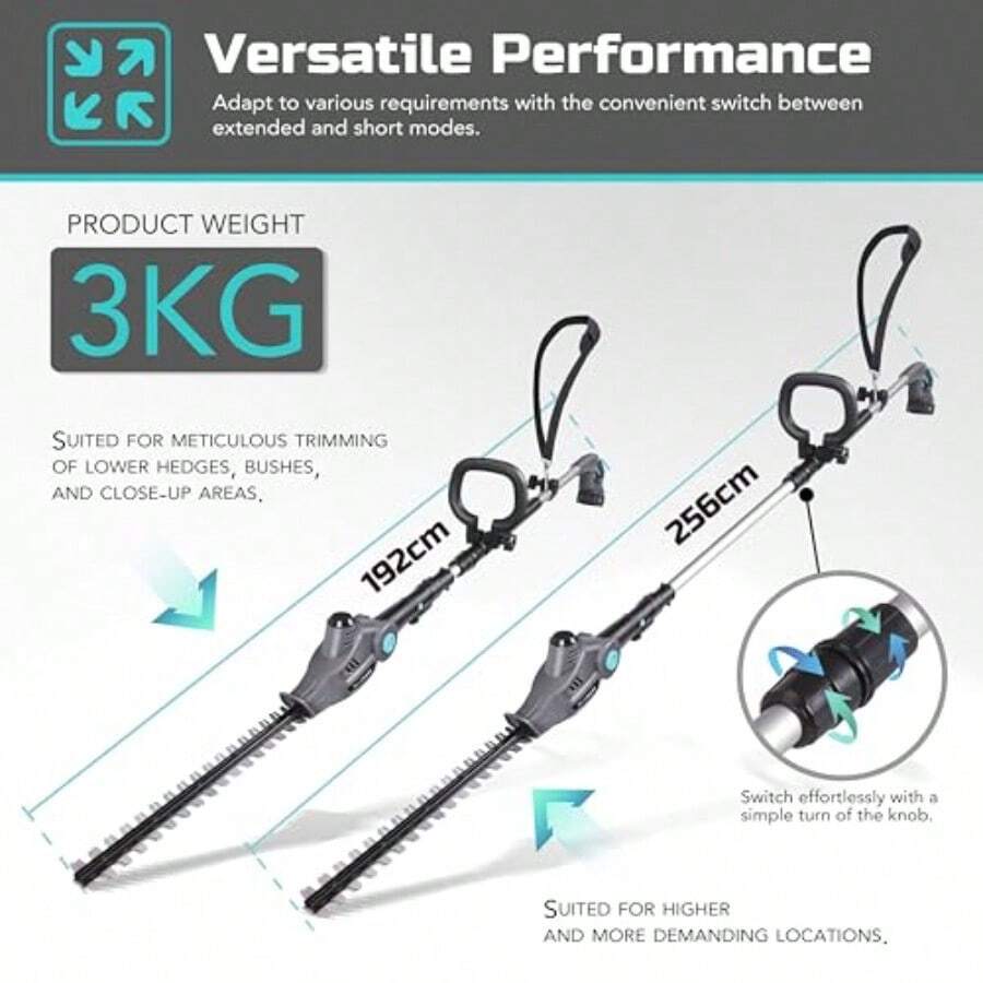 Cordless Telescopic Pole Hedge Trimmer Long Reach Extendable Hedge ...