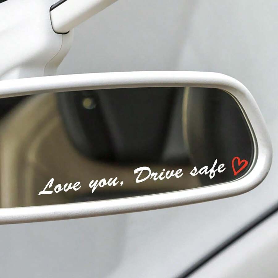 1pc "Love You, Drive Safe" Rear View Mirror Sticker, Vanity Mirror ...