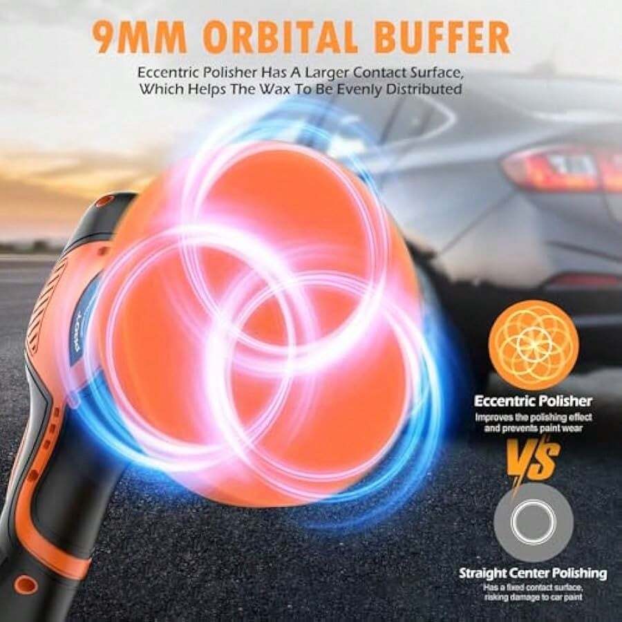 Cordless Car Buffer Polisher Polishing Kit 21V 4.0Ah Batteries Orbital ...
