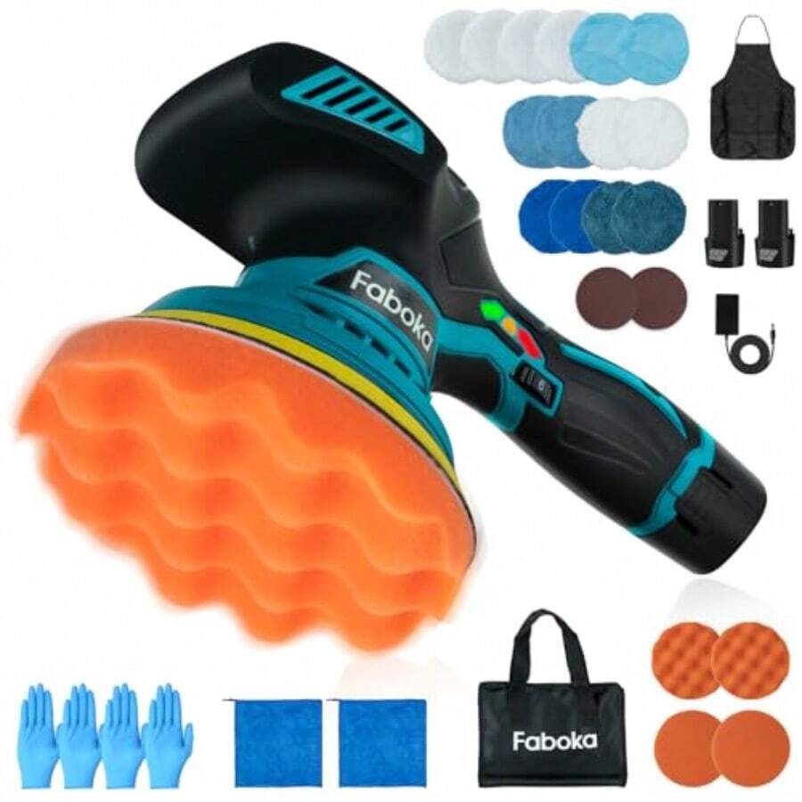 6 Inch Cordless Car Buffer Polisher 12V Dual Action Random Orbital ...