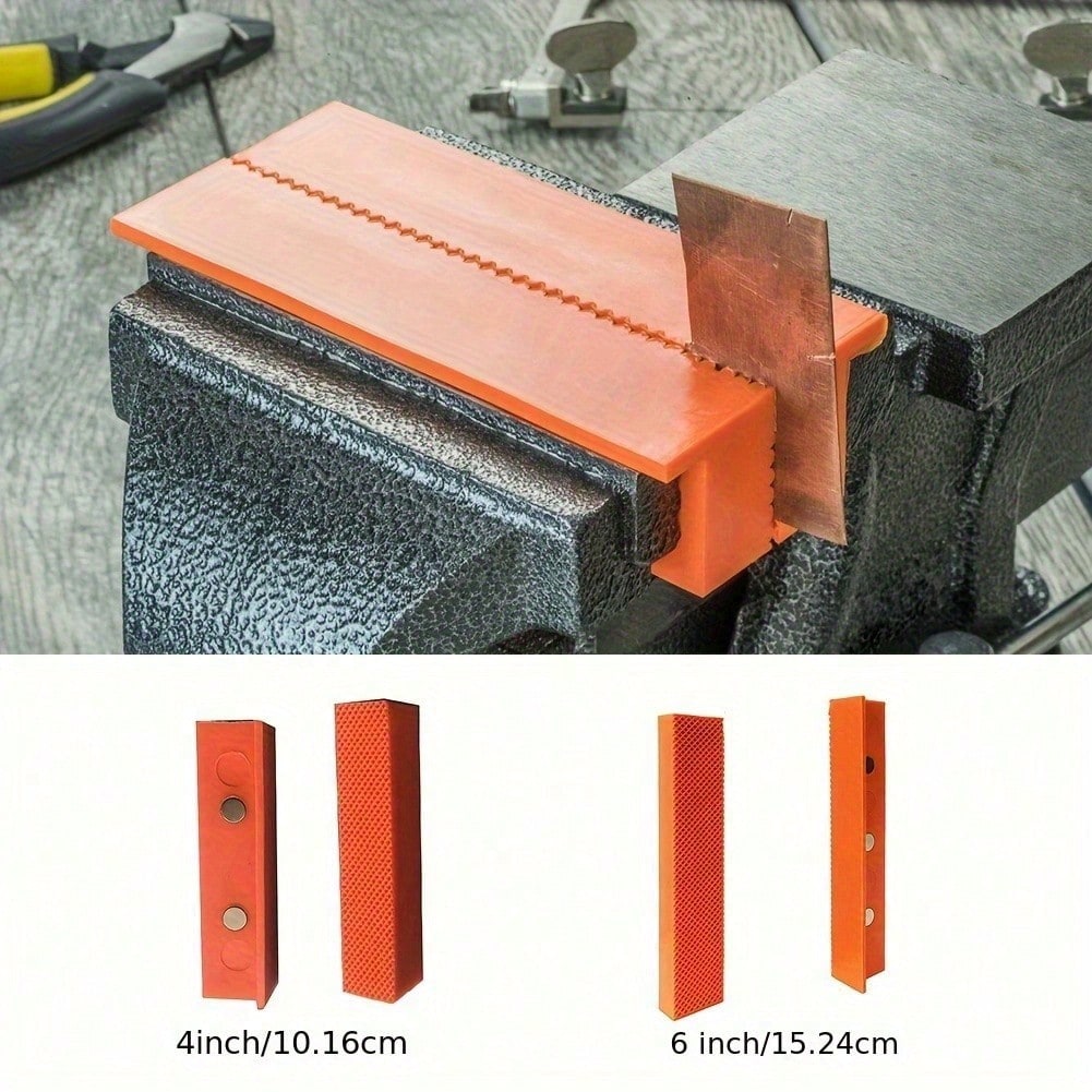 2-Piece Orange 6-Inch Soft Magnetic Jaw Protector Pads For Metal Vises ...