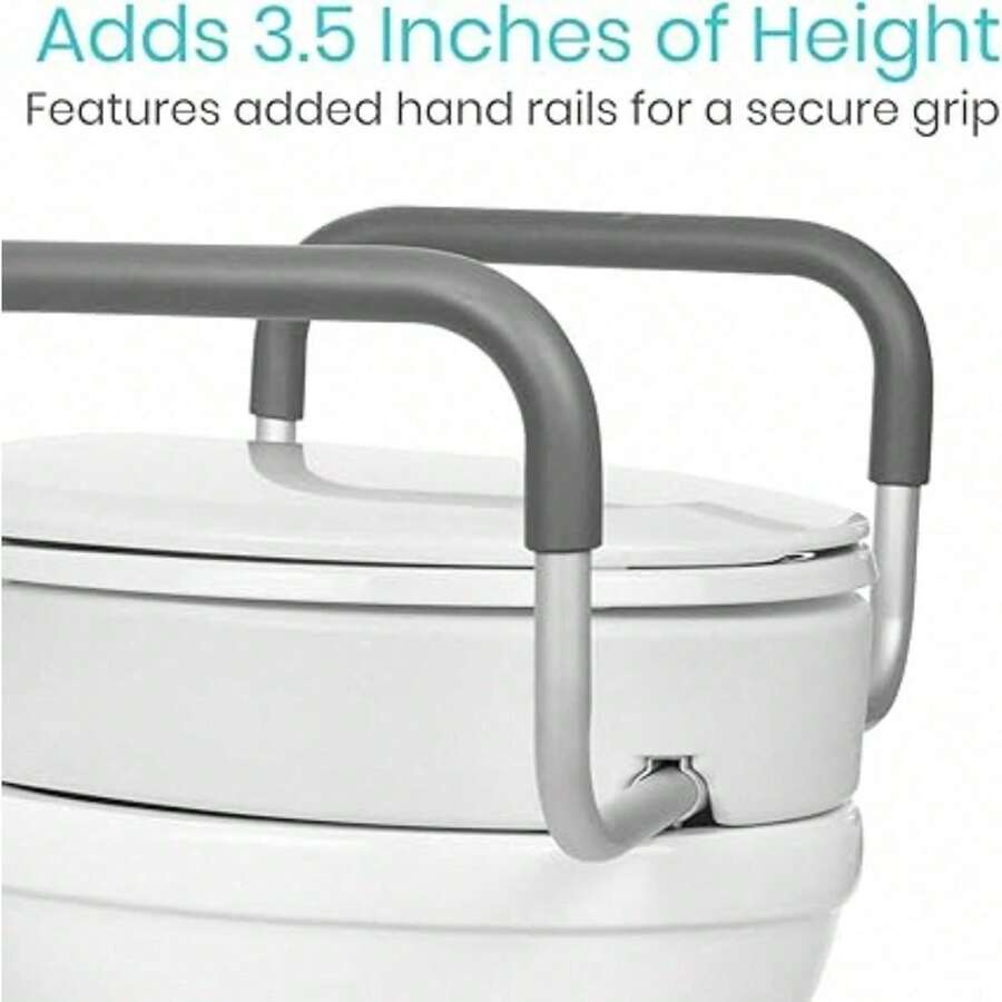 Toilet Seat Risers For Seniors (Raised With Handles) Grab Bar Seat For ...