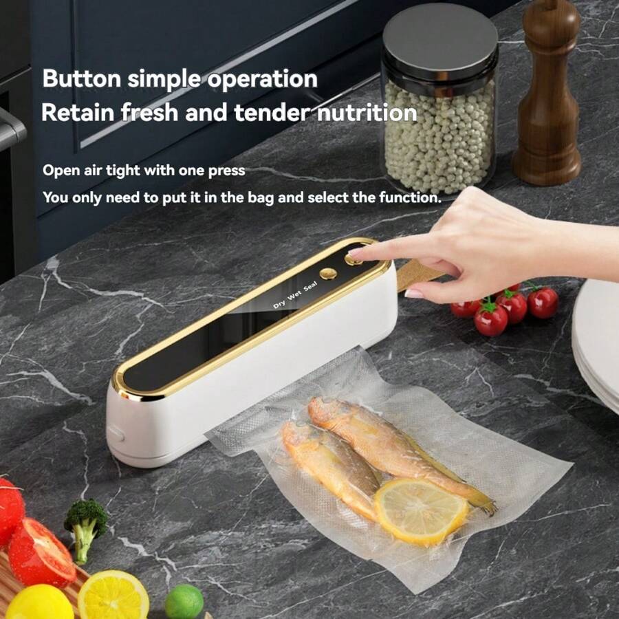 Wireless Rechargeable Portable Vacuum Sealer For Home, Dry & Wet Food Preservation Mini Vacuum ...