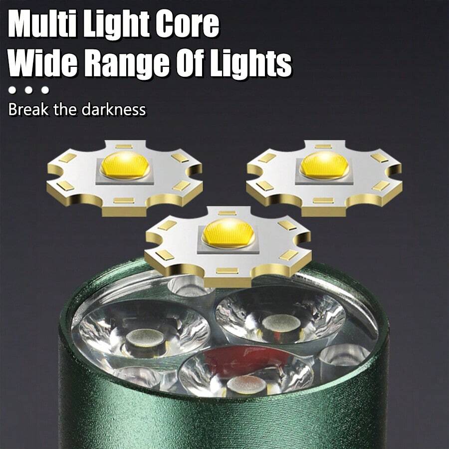 1pc Mini Portable Telescopic Zoom Flashlight With Diffuser Rechargeable ...