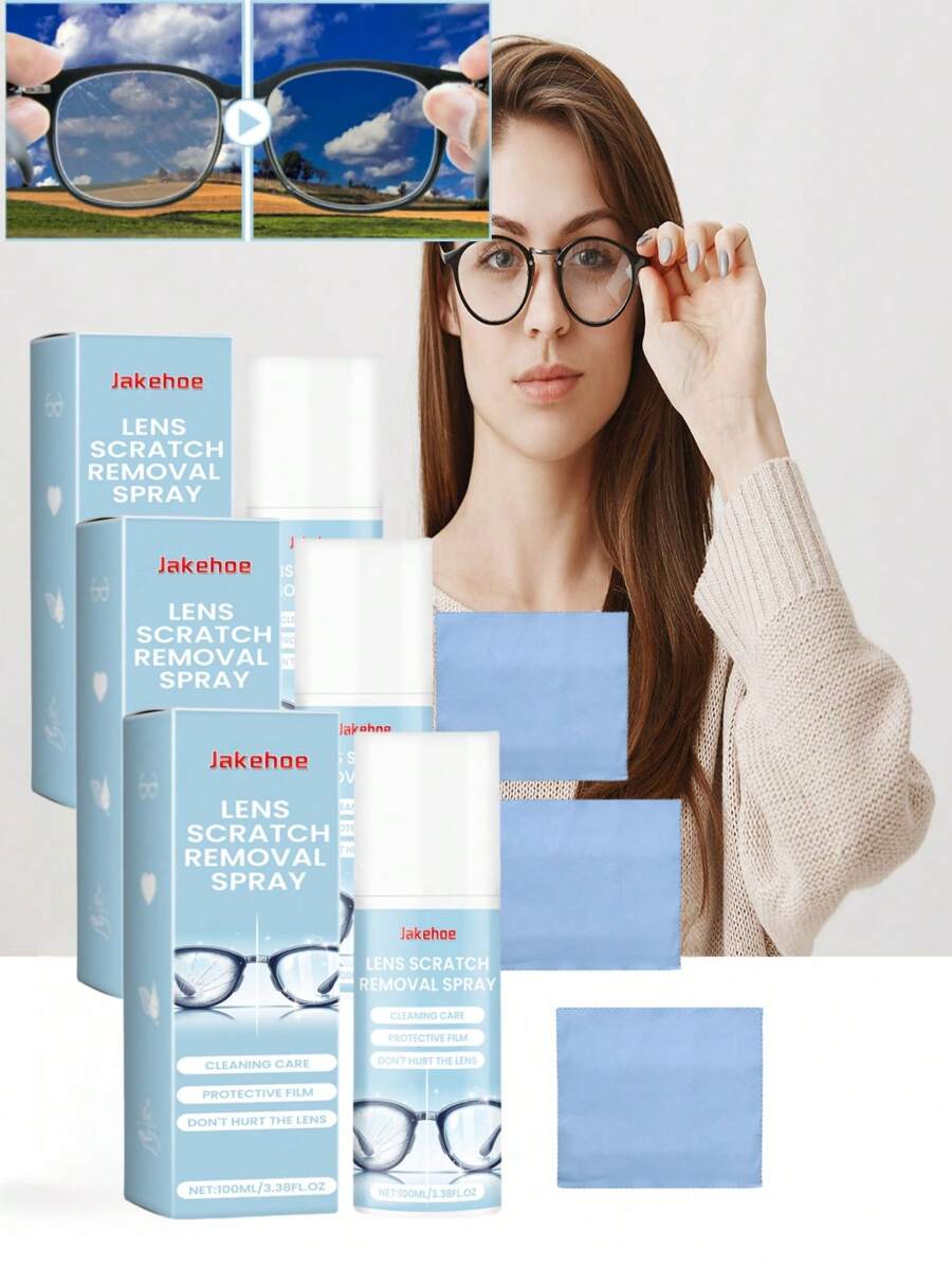 Eyeglasses Care Cleaning Liquid Clear Vision Eyeglasses Maintenance Eyeglasses Scratch Repair ...