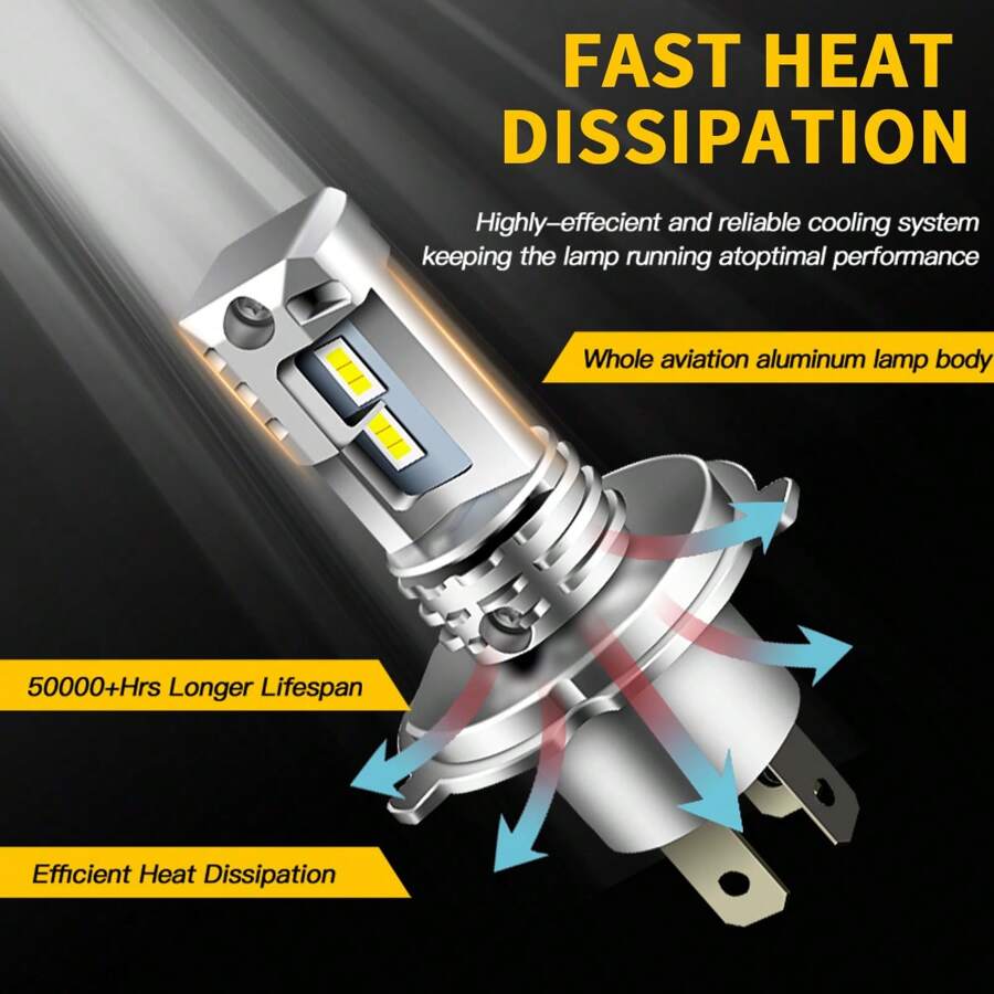 2pcs H4 9003 HB2 LED Headlight Bulbs 50000LM 6500K White Canbus High Low Beam Super Bright Car ...