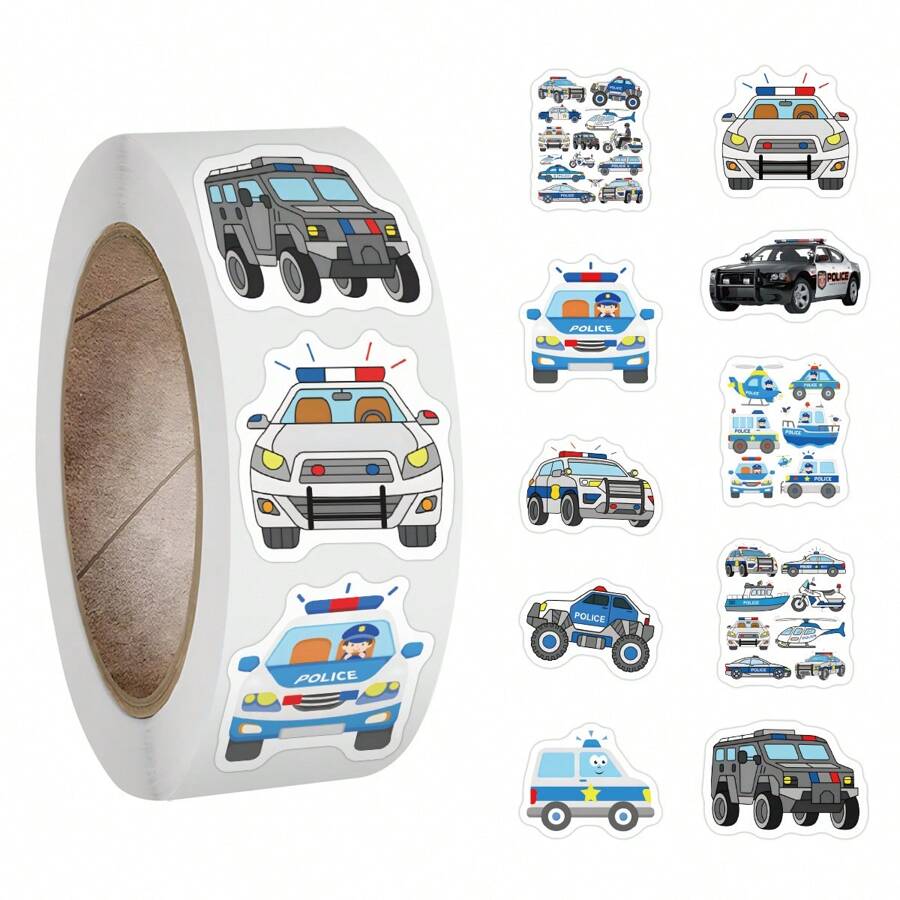 500PCS Police Car Stickers Roll Vinyl Aesthetics Stickers For ...