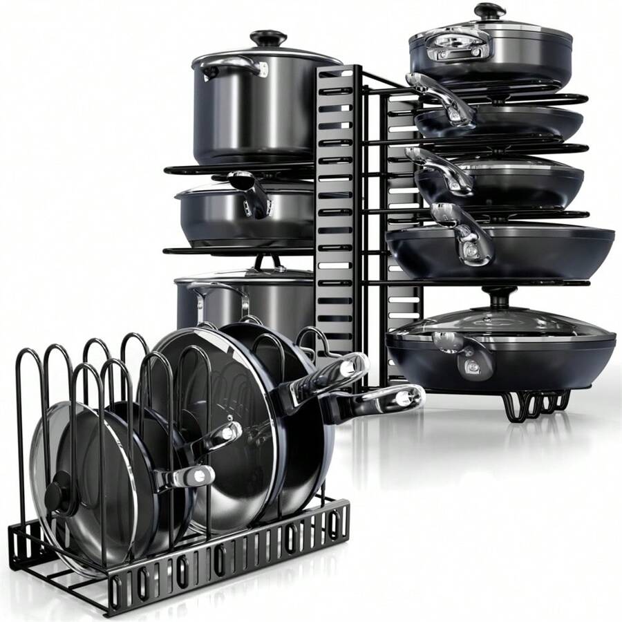 1pc Pot And Pan Organizer For Under Cabinet Adjustable 8-Tier Pots And ...