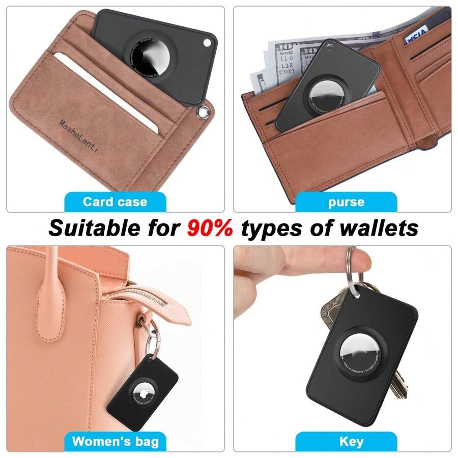 2 Packs Airtag Wallet Holder - Silicone Slim Airtag Card Holder Compatible With Apple Airtag ...