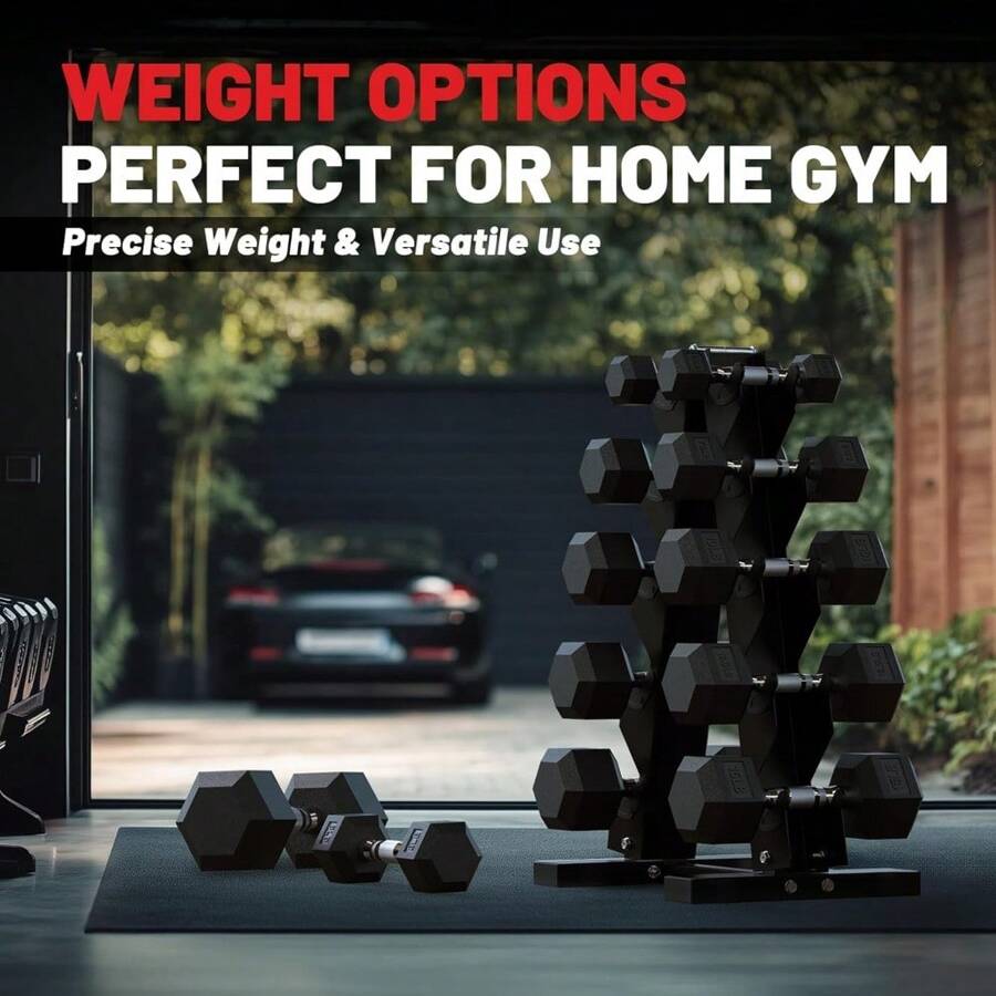 Set Rubber Encased Hex Dumbbell Free Weights Dumbbells Set Home Weight ...