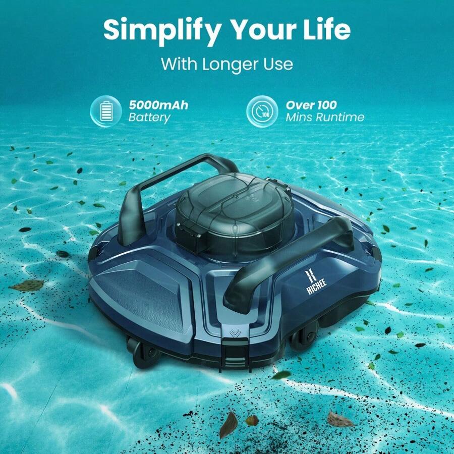Cordless Robotic Pool Vacuum Cleaner Automatic Intelligent Navigation ...