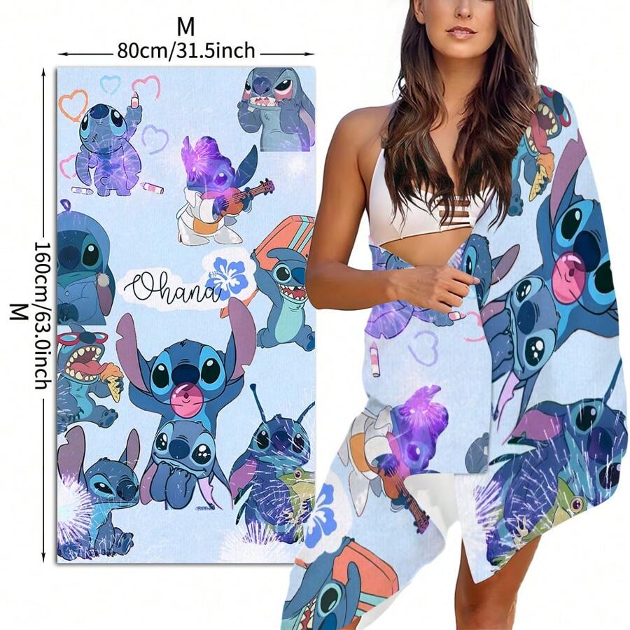 Disney 1 szt. Ręcznik plażowy Disney Stitch, miękki i szybkoschnący koc ...