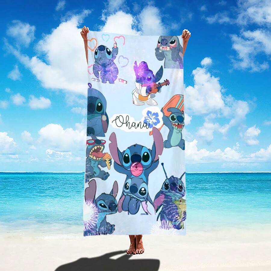 Disney 1 szt. Ręcznik plażowy Disney Stitch, miękki i szybkoschnący koc ...