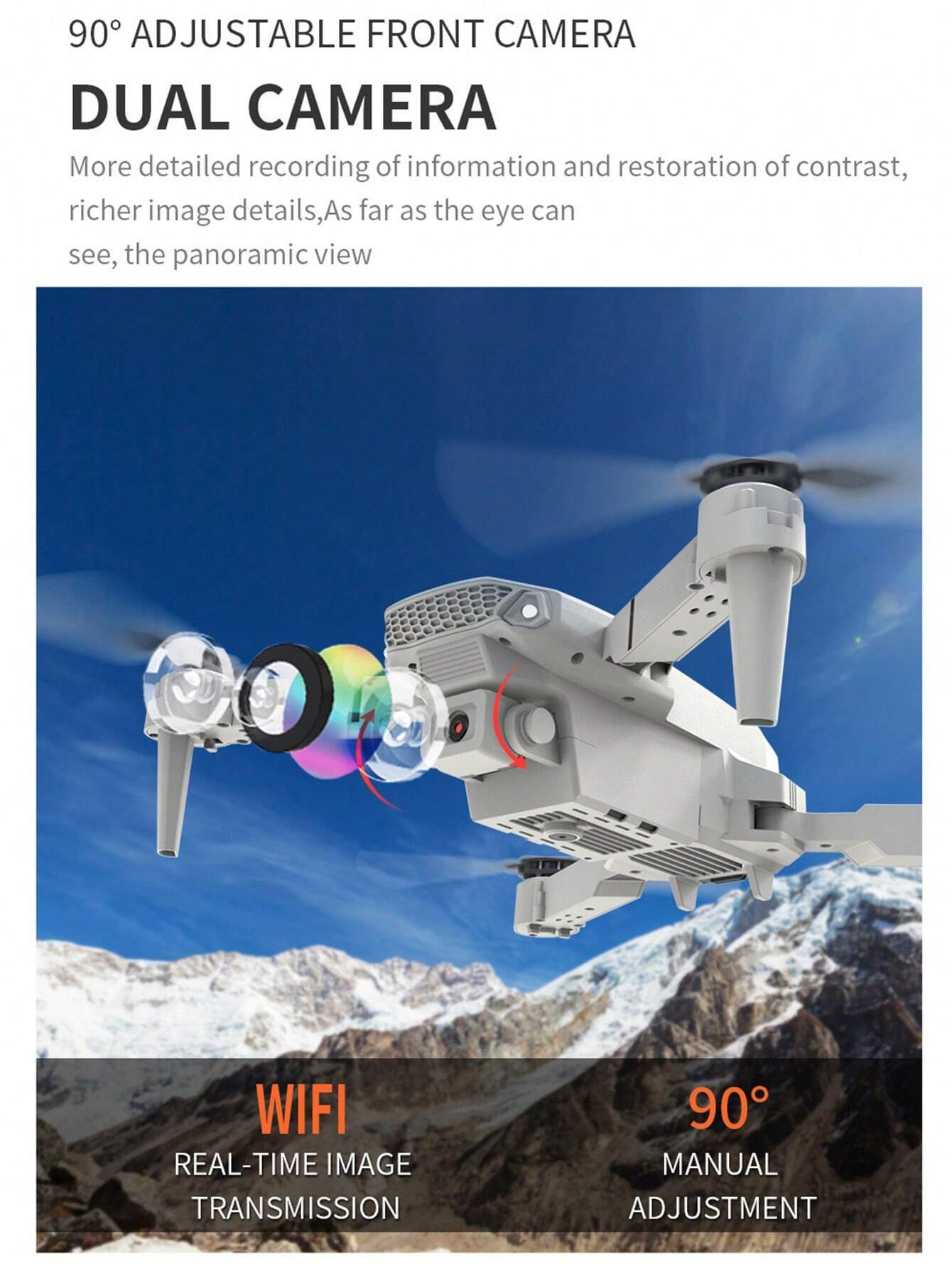 E88 Folding, Drone, Aerial Photography, High-Definition, Camera, Quadcopter, Airplane, Remote ...