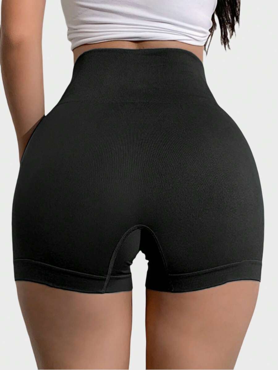 1pc Women's Seamless High Waisted Threaded Design Simple Basic Boxer Shorts Tummy Tightening ...