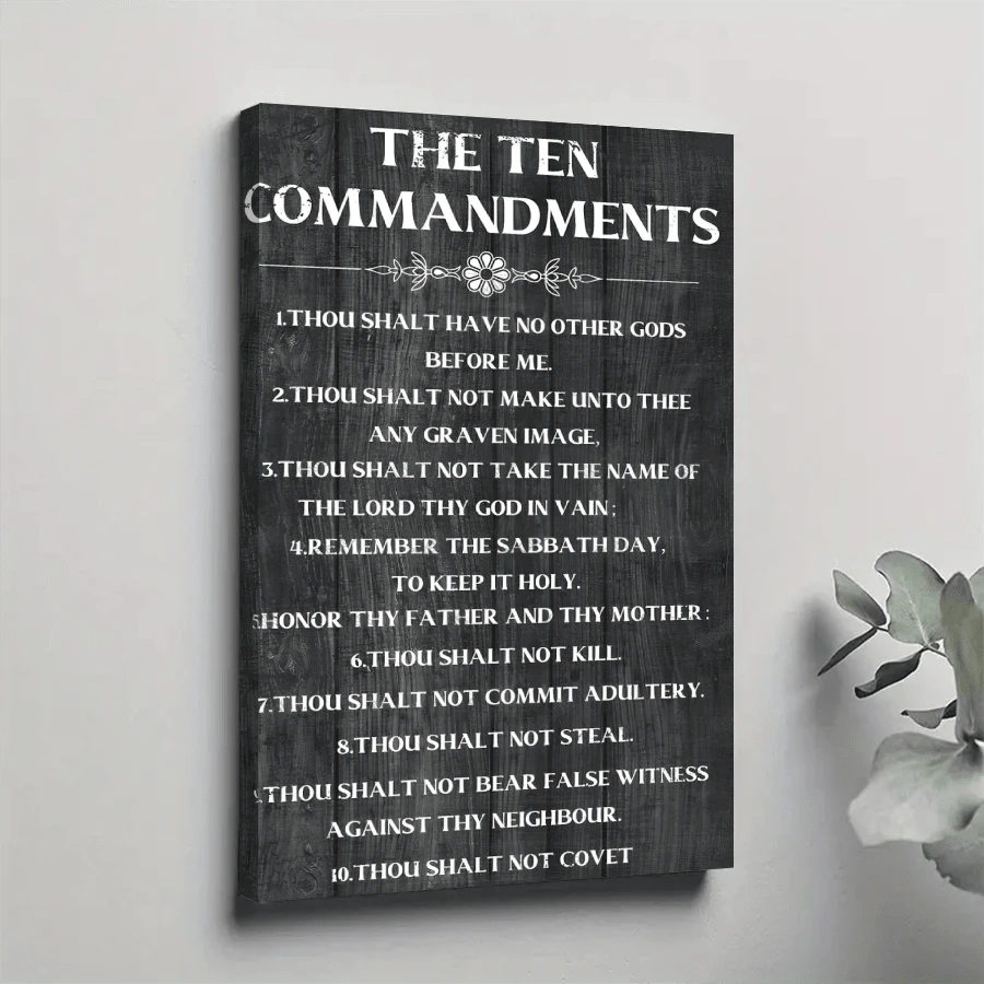 1Pc Framed The Ten Commandments Wall Decor - 10 Commandments Wall Art ...