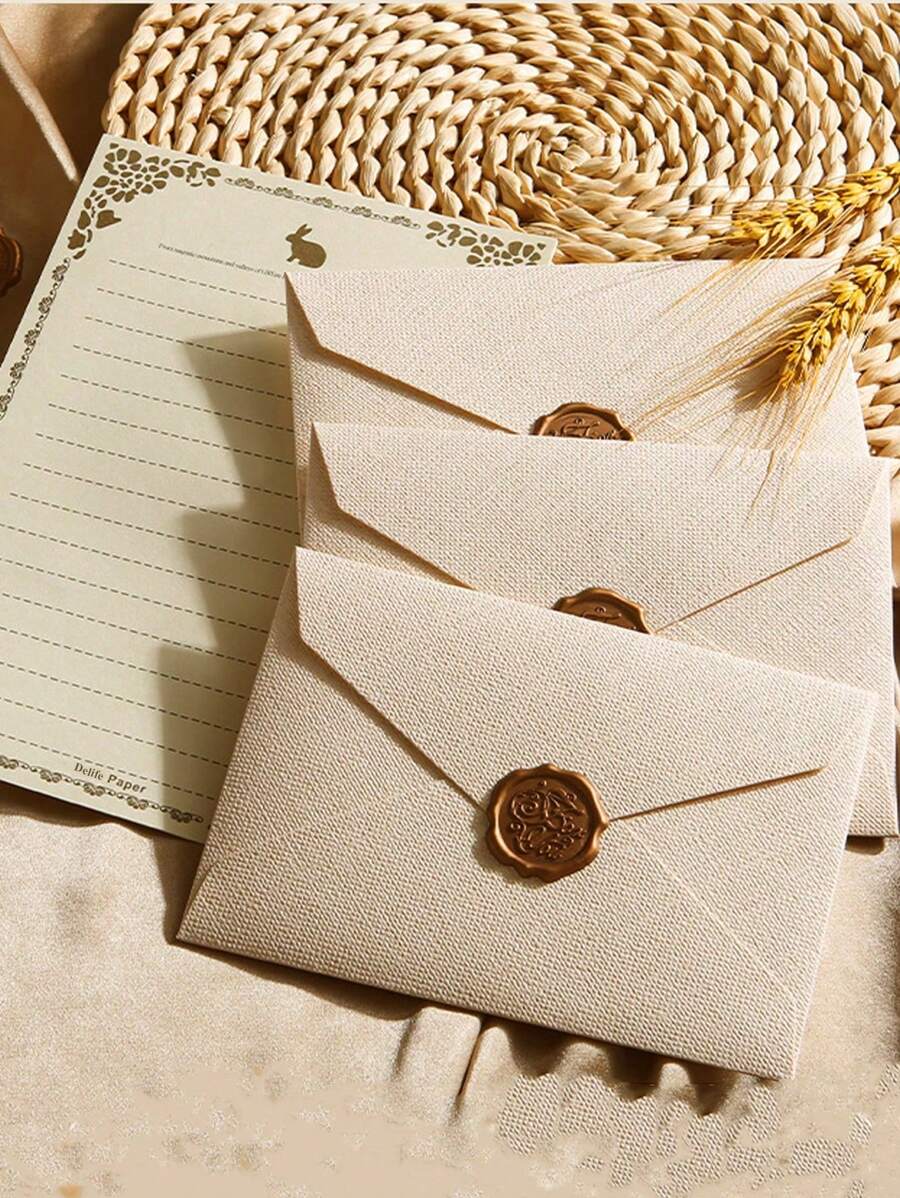 Linen Textured Envelope, Stationery Set, Vintage-Inspired Letter, Kraft ...