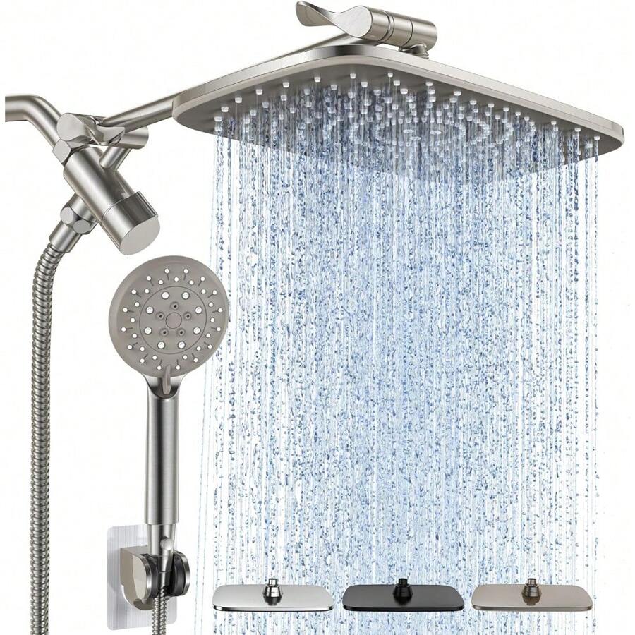 Veken High Pressure Rain Shower Head Combo With Extension Arm- Wide ...