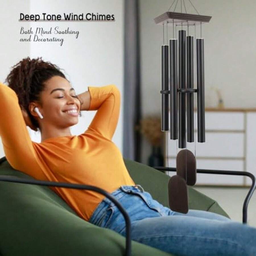 48 Inch Large Outdoor Wind Chimes With 5 Heavy Aluminum Tubes Tuned ...