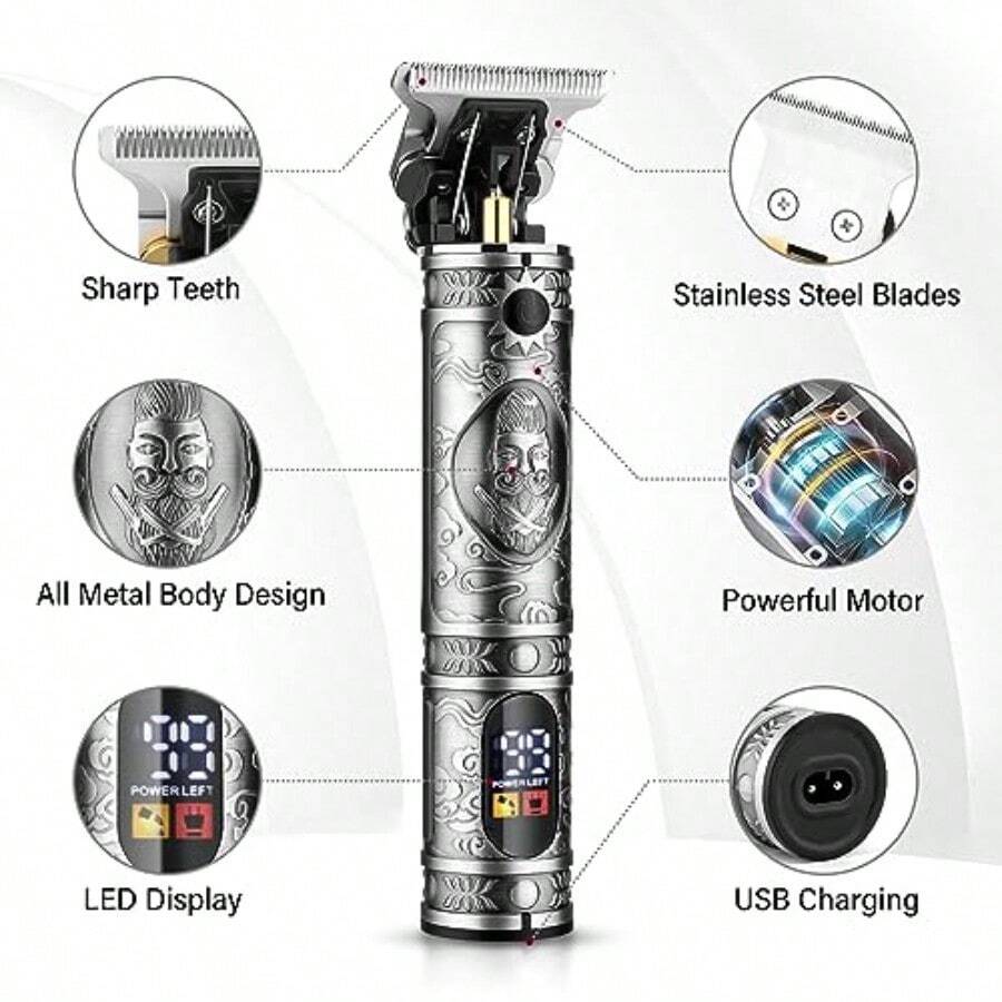 Cordless Men's Hair Trimmer T-Blade Professional Beard Trimmer Men's ...