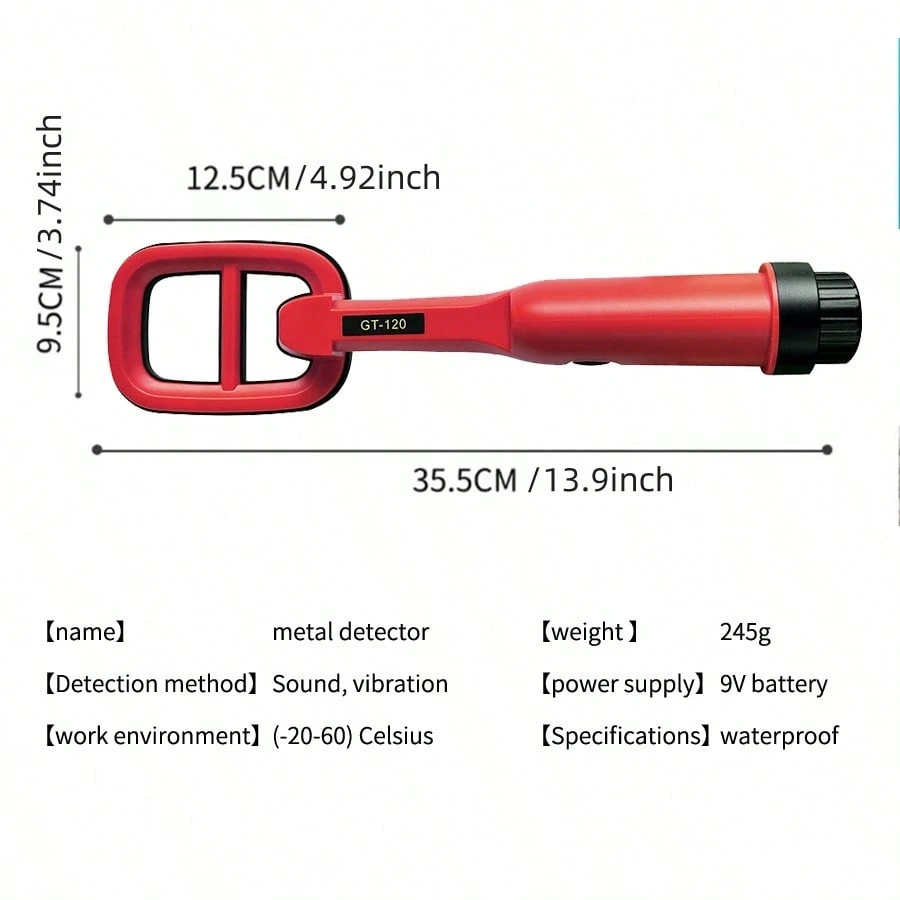 Handheld Metal Detector, Waterproof Positioning Rod, Precise ...