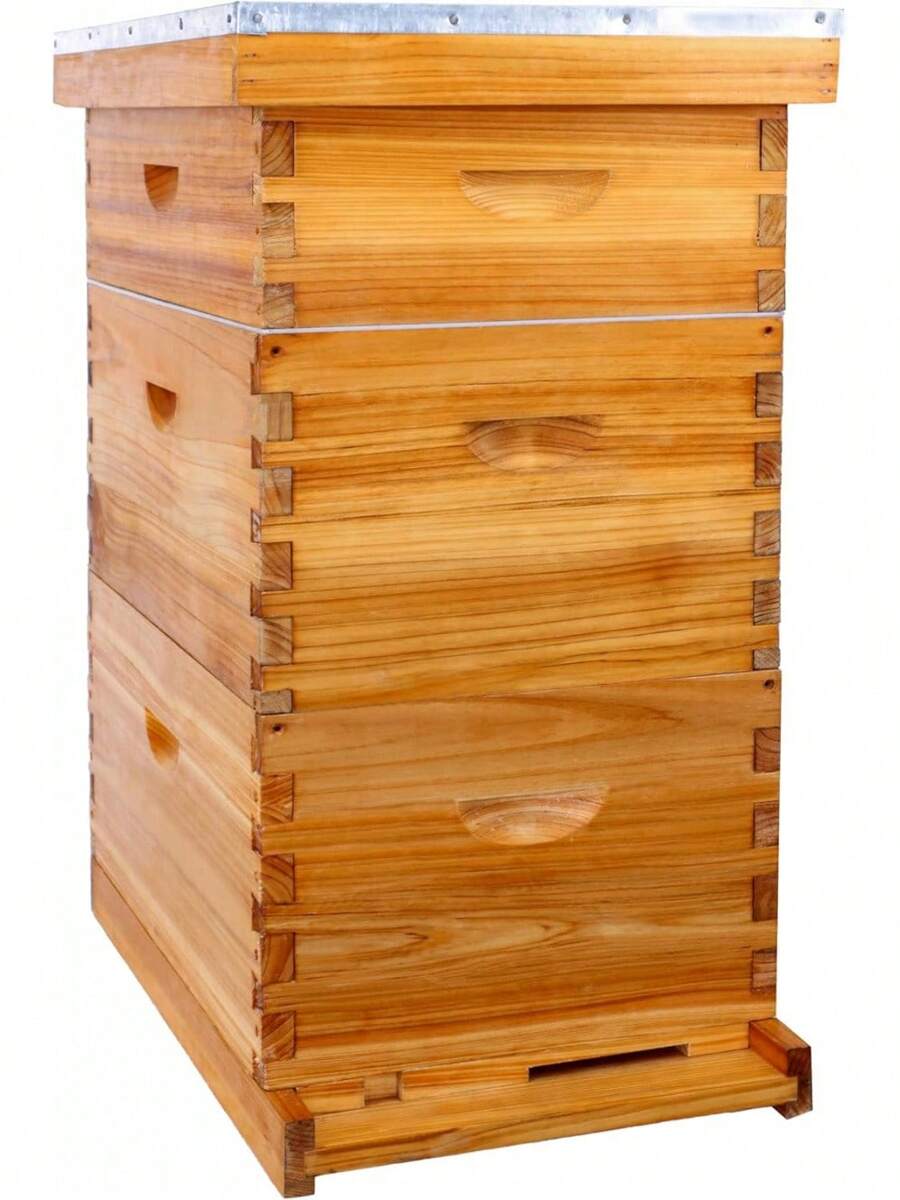 Beehive- 8 Frame Bee Hive Starter Kit, Beeswax Coated Hive For Bee Keeper, Langstroth Bee Hives ...